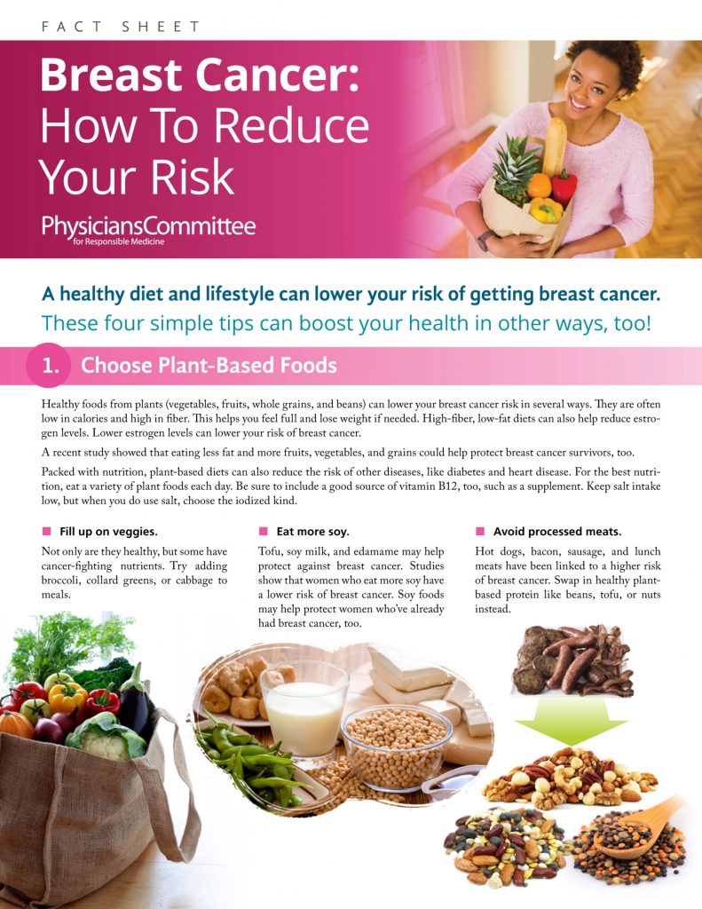 Breast Cancer: How To Reduce Your Risk | Fact Sheet from PCRM ...